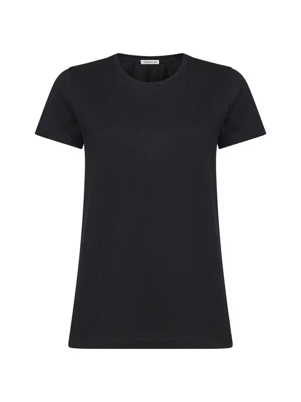 Moncler Black Cotton Jersey Logo Patch T-shirt - Multicolor