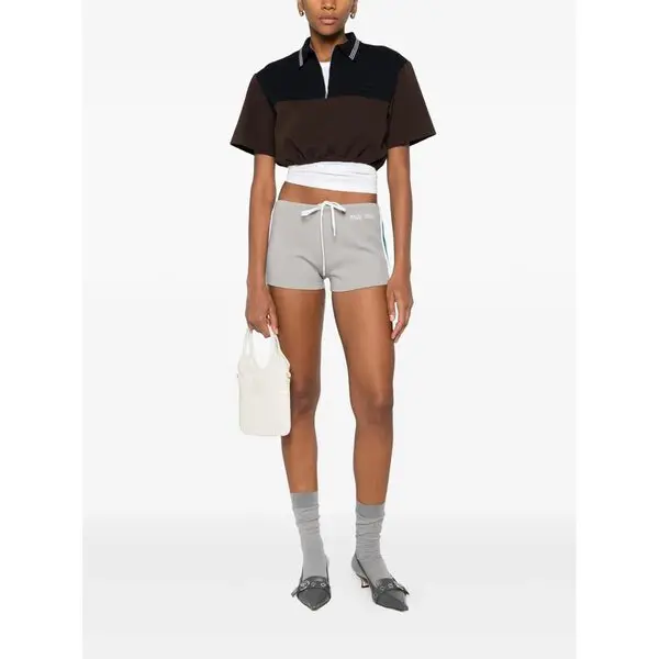 Miu Miu Recycled Technical Yarn Mini Shorts - Gray