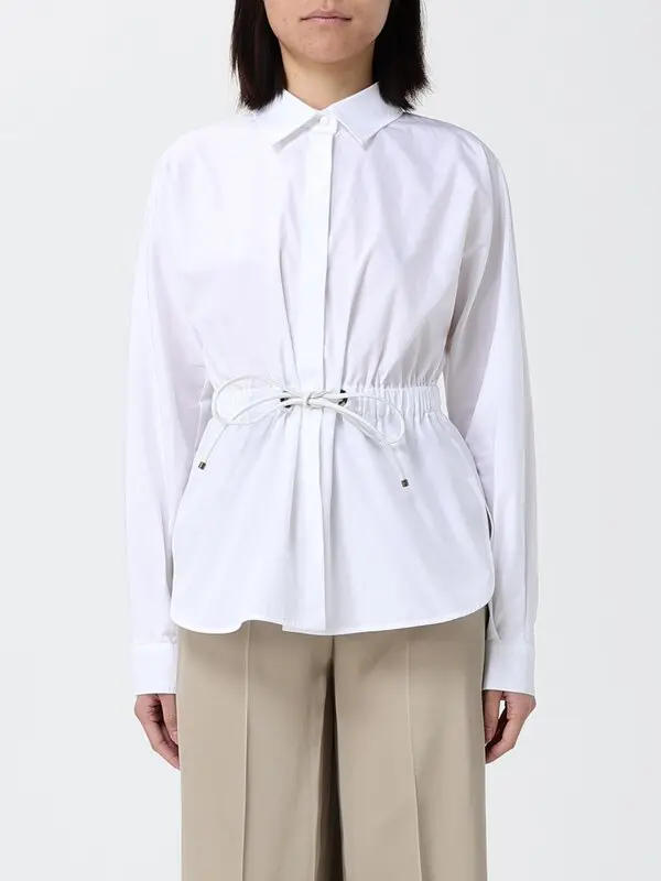 Max Mara Cotton Shirt With Drawstring - White