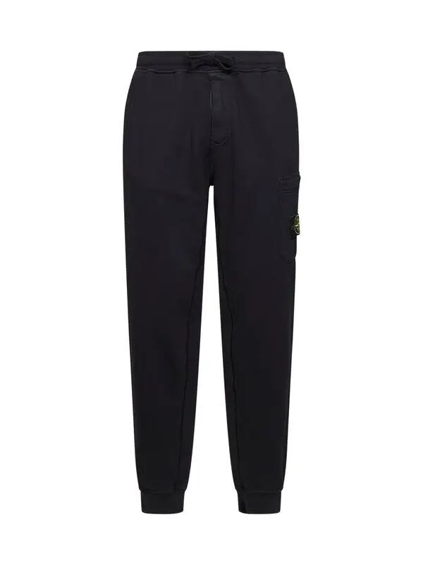 Stone Island Black Organic Cotton Fleece Cargo Joggers - Multicolor