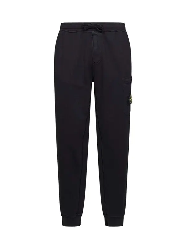 Stone Island Black Organic Cotton Fleece Cargo Joggers - Multicolor