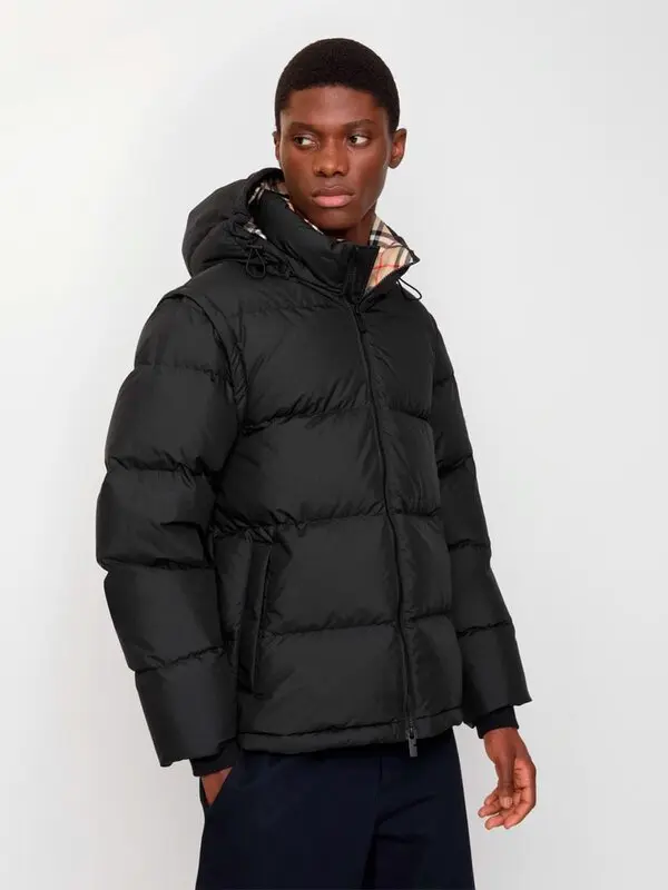 Burberry Bideford Detachable Sleeve Puffer Jacket - Black