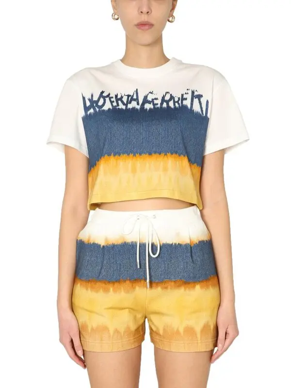 Alberta Ferretti Cropped Printed T-shirt