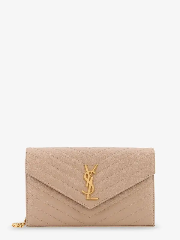 Saint Laurent Leather Crossbody Bag With Metal Cassandre Logo - Multicolor