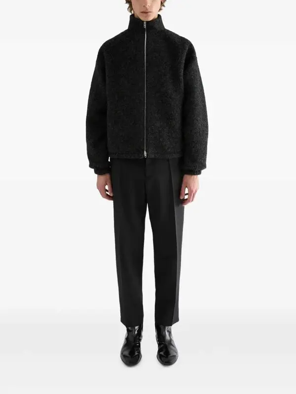 JIL SANDER Zip-up Wool-blend Fleece Sweater - Gray