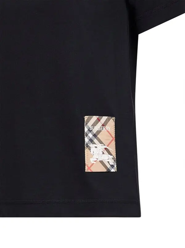 Burberry Black Cotton Check Patch T-shirt