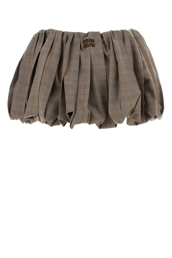 Miu Miu Pleated Wool Mini Skirt - Multicolor