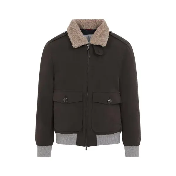 Brunello Cucinelli Shearling Collar Jacket - Brown