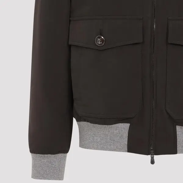 Brunello Cucinelli Shearling Collar Jacket - Brown