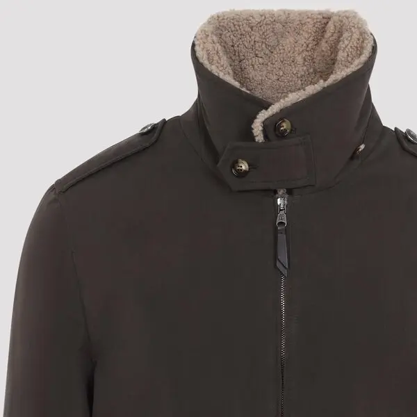 Brunello Cucinelli Shearling Collar Jacket - Brown