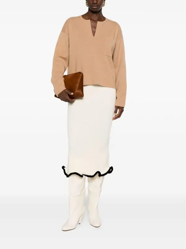 Max Mara V-neck Sweater In Cashmere Wool - Multicolor