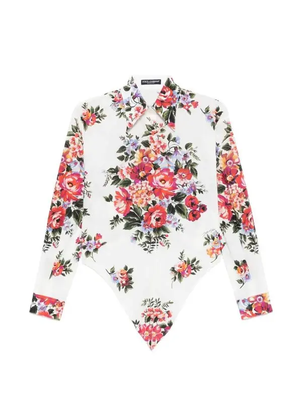 Dolce & Gabbana Long-sleeved Floral Shirt - White