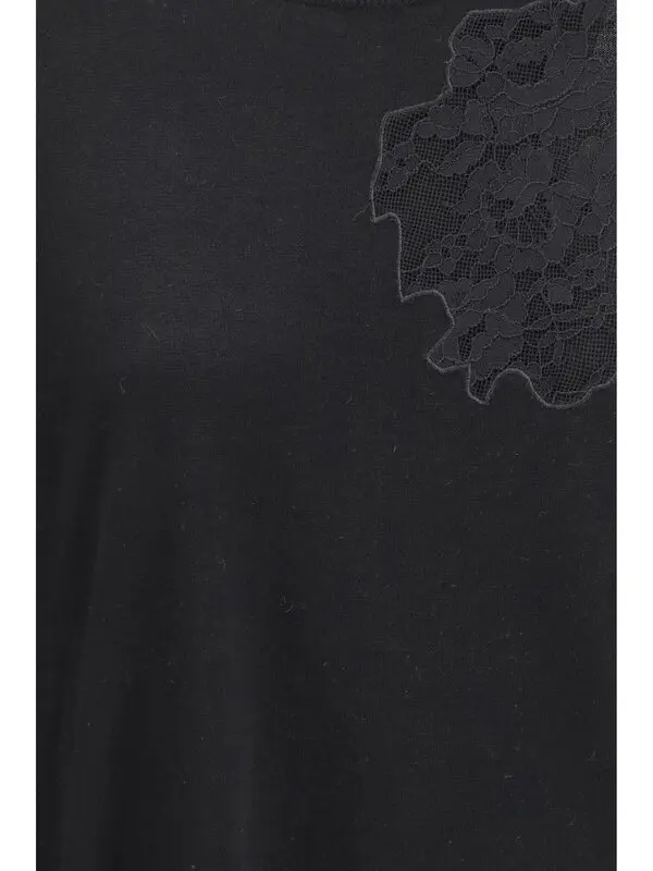 Max Mara Wool Sweater With Lace Inserts - Black