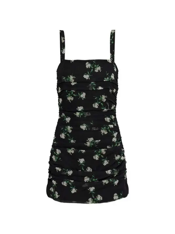 Dolce & Gabbana Floral Print Ruffle Dress - Black