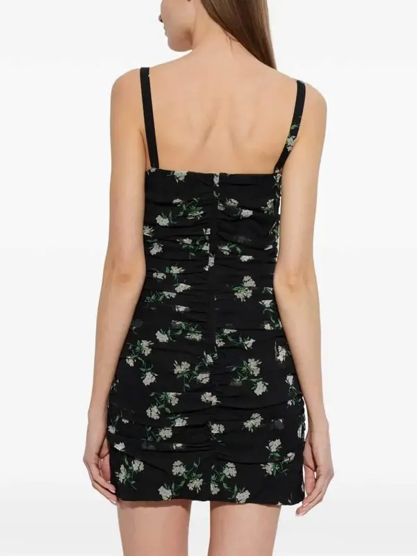 Dolce & Gabbana Floral Print Ruffled Dress - Black