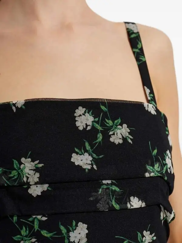 Dolce & Gabbana Floral Print Ruffled Dress - Black