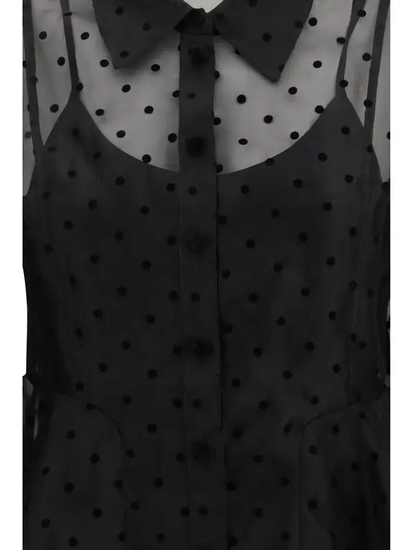 GANNI Polka Dot Organza Shirt - Black