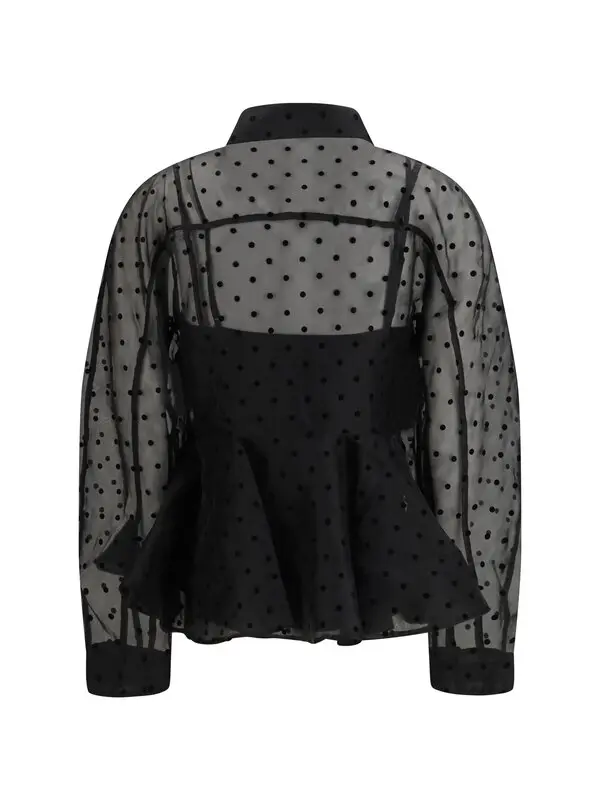 GANNI Polka Dot Organza Shirt