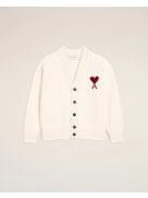AMI Paris V-neck Cardigan With Contrast De Cœur - Multicolor