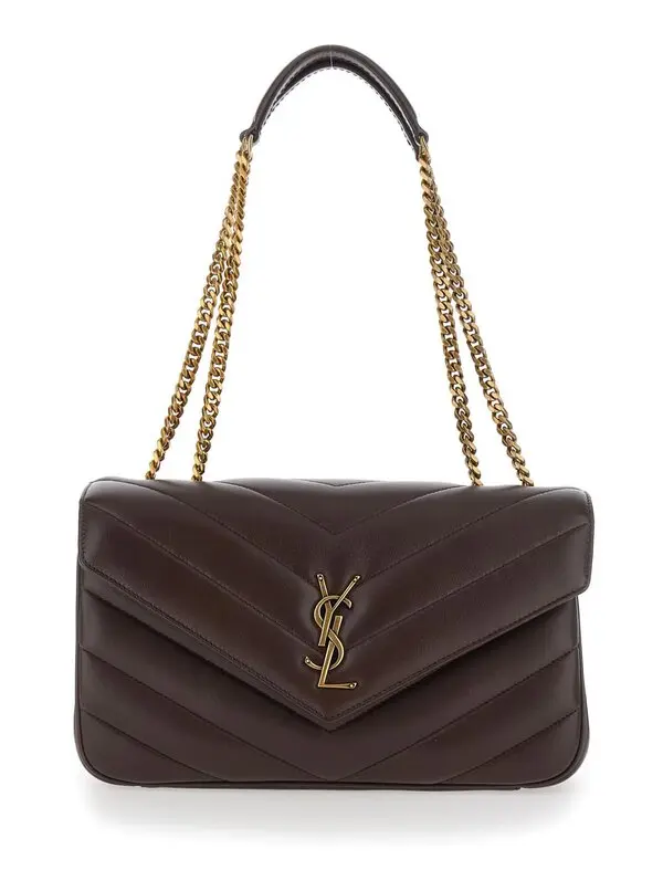 Saint Laurent Loulou' Brown Crossbody Bag With Chain Strap And Cassandre Plaque On The Front In Quilted Leather For - Multicolor