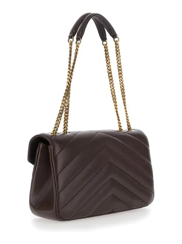 Saint Laurent Loulou' Brown Crossbody Bag With Chain Strap And Cassandre Plaque On The Front In Quilted Leather For - Multicolor