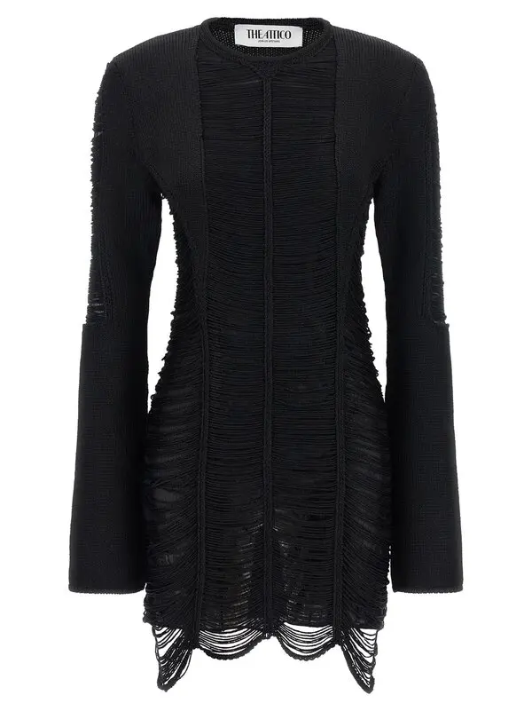 Attico Fringed Mini Dress - Black