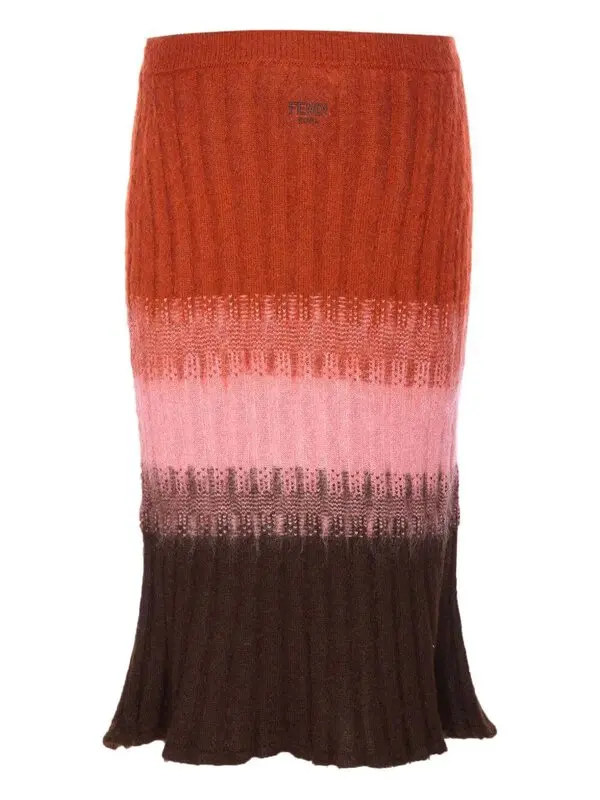 Fendi Gradient Mohair And Wool High-waisted Midi Skirt - Multicolor