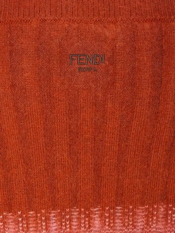 Fendi Gradient Mohair And Wool High-waisted Midi Skirt - Multicolor