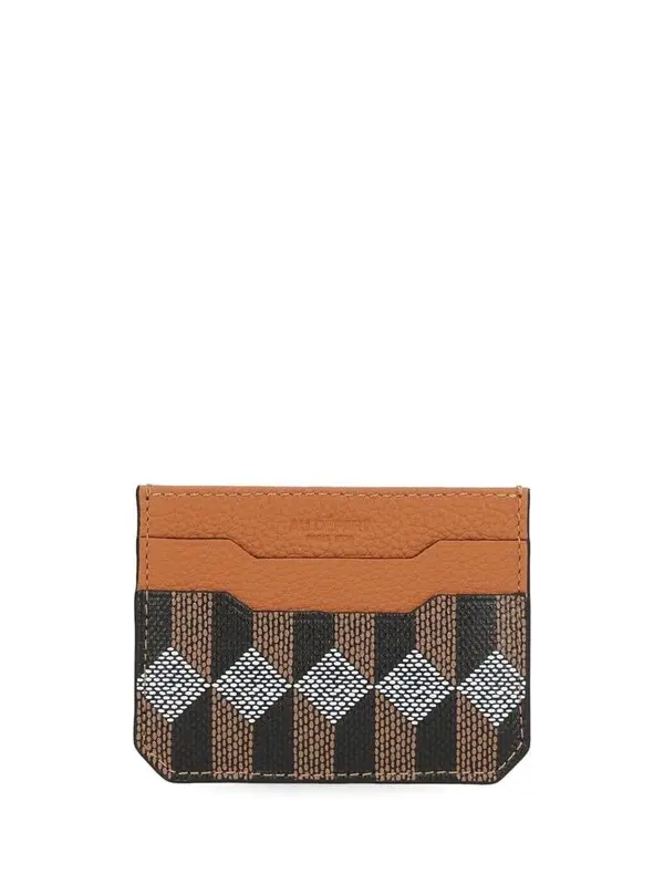 AU DEPART Printed Leather Card Holder - Brown