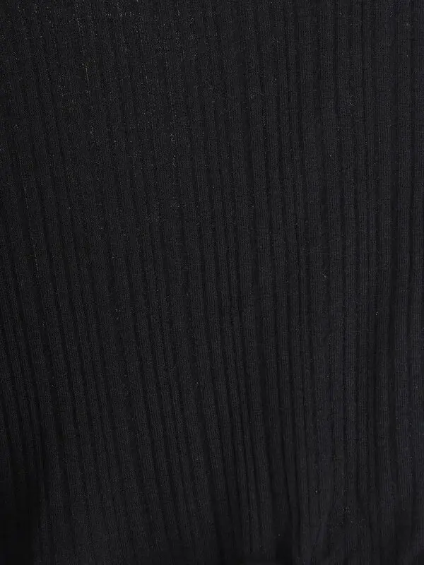Fendi V-neck Ribbed Top With Ruffles - Black