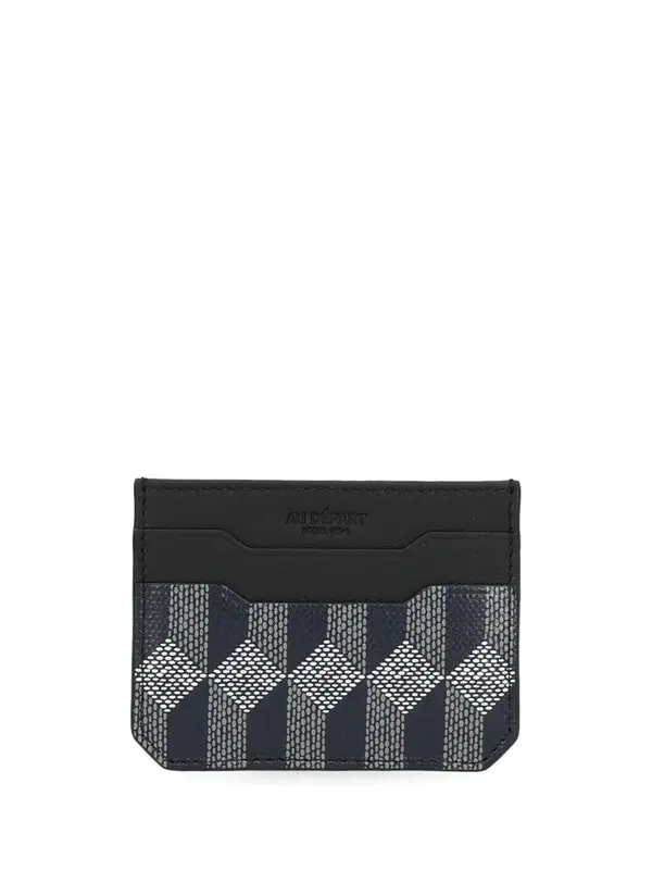 AU DEPART Printed Leather Card Holder - Blue
