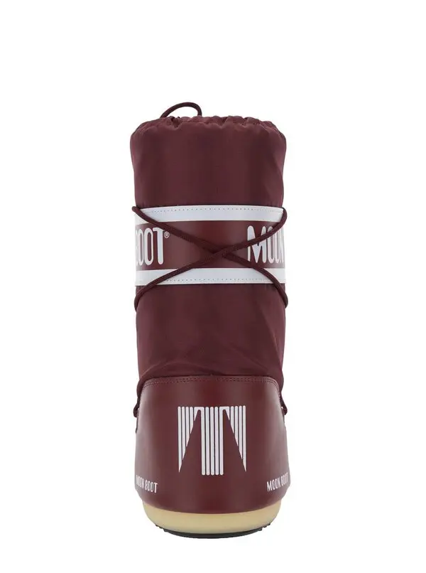 Moon Boot Icon' Bordeaux Snow Boots With Maxi Logo Print On The Side In Tech Fabric - Multicolor