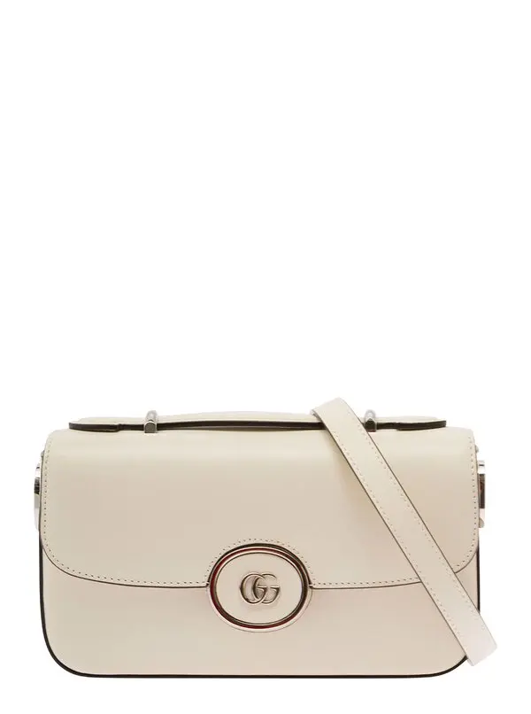 Gucci Petite Gg Leather Shoulder Bag - White