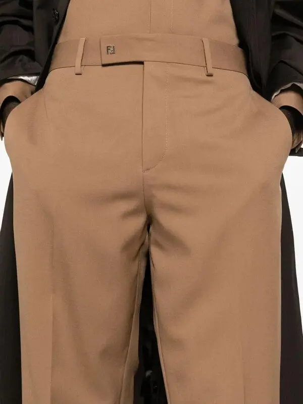 Fendi Wool Cigarette Trousers - Brown