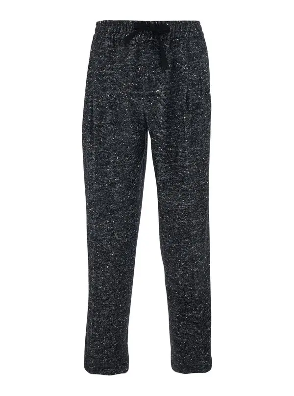 Dolce & Gabbana Dark Grey Trousers With Elasticated Waist With Drawstring In Wool Blend