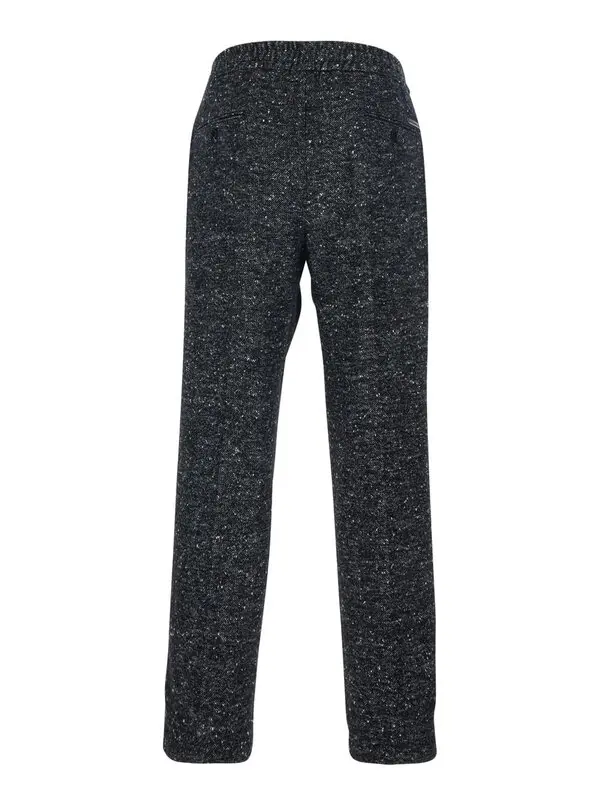Dolce & Gabbana Dark Grey Trousers With Elasticated Waist With Drawstring In Wool Blend - Multicolor