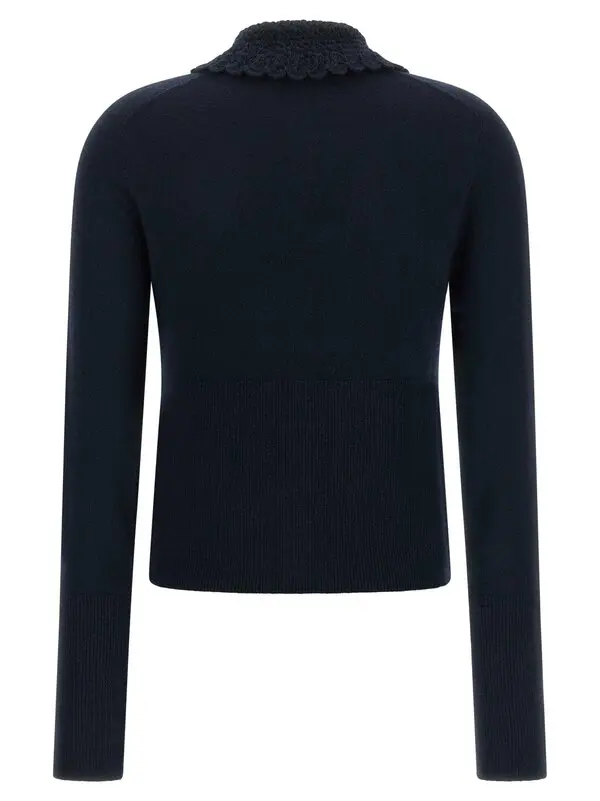 Chloé Wool Collared Cardigan - Blue