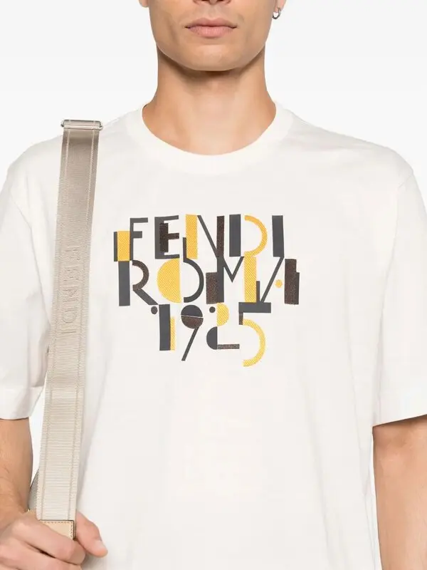Fendi Roma 1925 Print Cotton T-shirt - White