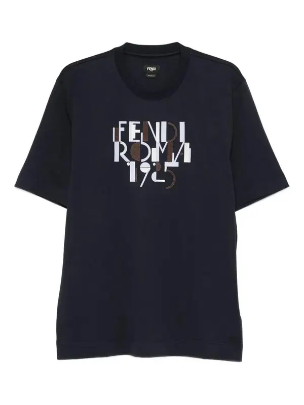 Fendi Roma 1925 Print Cotton T-shirt - Blue