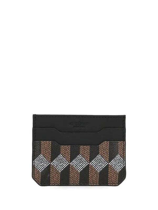 AU DEPART Printed Leather Card Holder - Black