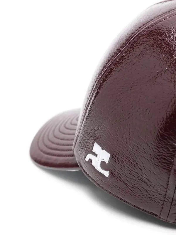 COURREGES Patent Leather-effect Cap With Embroidered Logo
