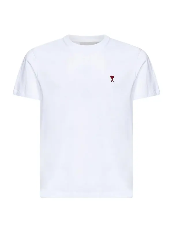 AMI Paris White Cotton De Cœur T-shirt - Multicolor