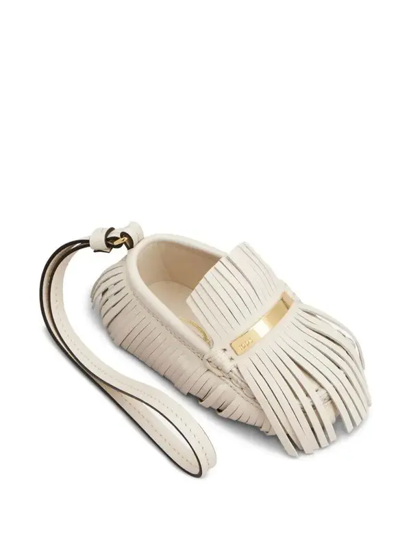 TOD'S Calf Leather Charm Gommino - White