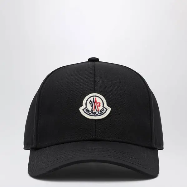 Moncler Cotton Baseball Cap With Patch - Black