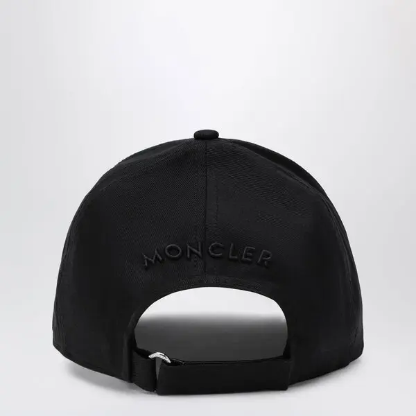 Moncler Cotton Baseball Cap With Patch - Black