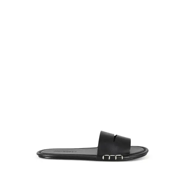 JW Anderson Calf Leather Slip-on Flat Sandals - Black