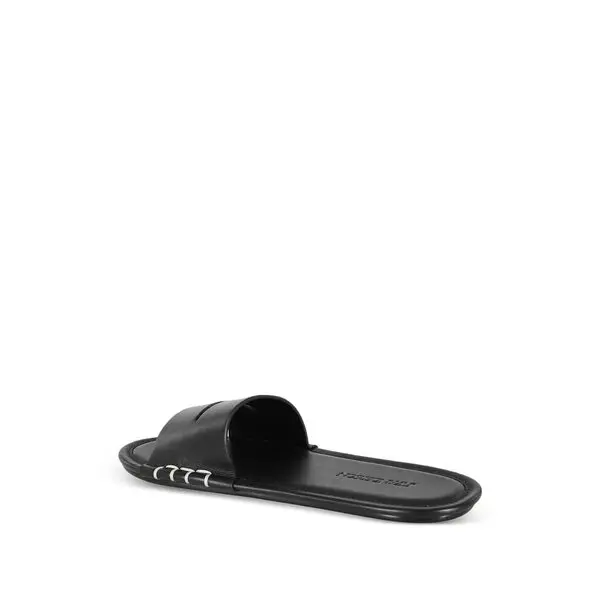 JW Anderson Calf Leather Slip-on Flat Sandals - Black