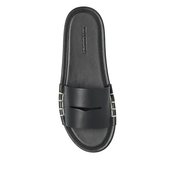 JW Anderson Calf Leather Slip-on Flat Sandals - Black