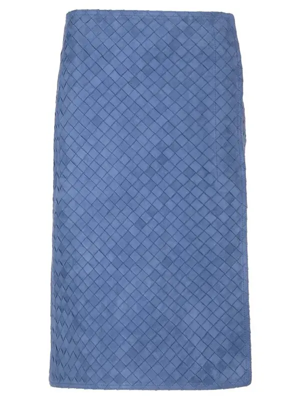 Bottega Veneta Leather Pencil Skirt - Blue