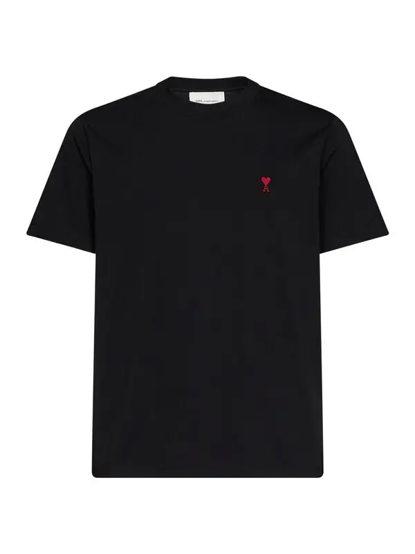 AMI Paris Black Cotton De Cœur T-shirt